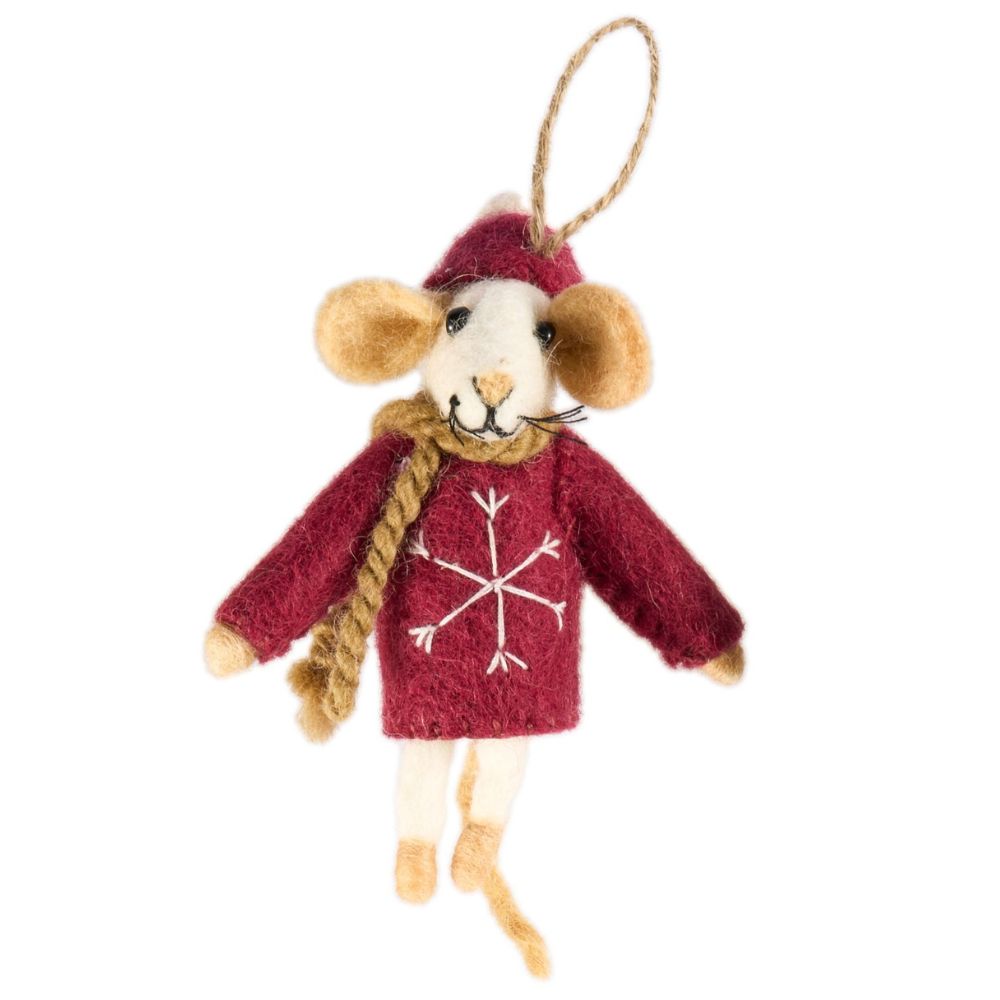 Buy Fairtrade Felt Christmas Decoration - Mice with Snowflake Sweater ...